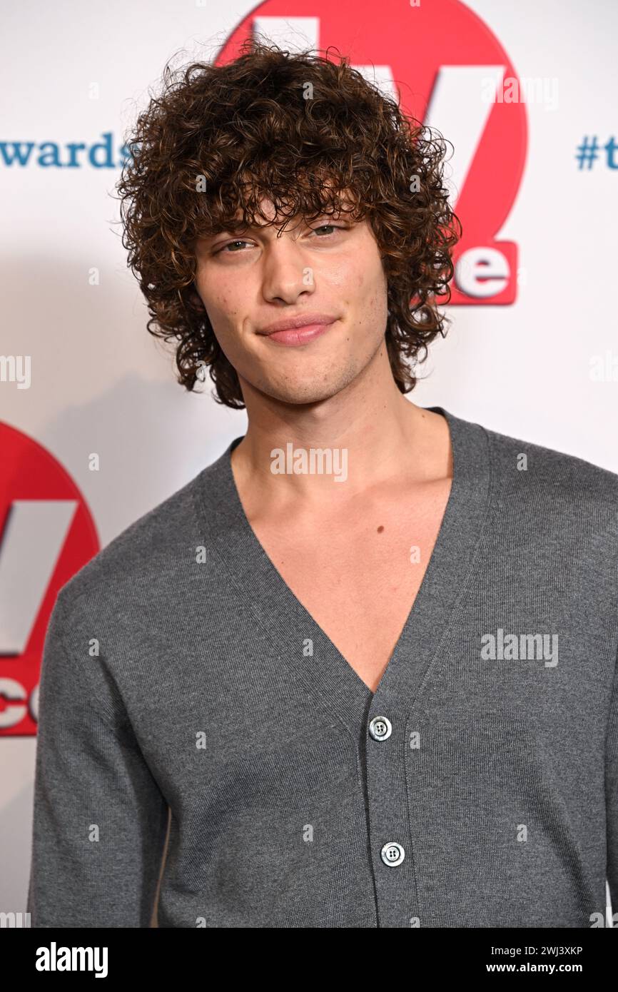 London, UK. February 12, 2024. Bobby Brazier arriving at the TV Choice ...
