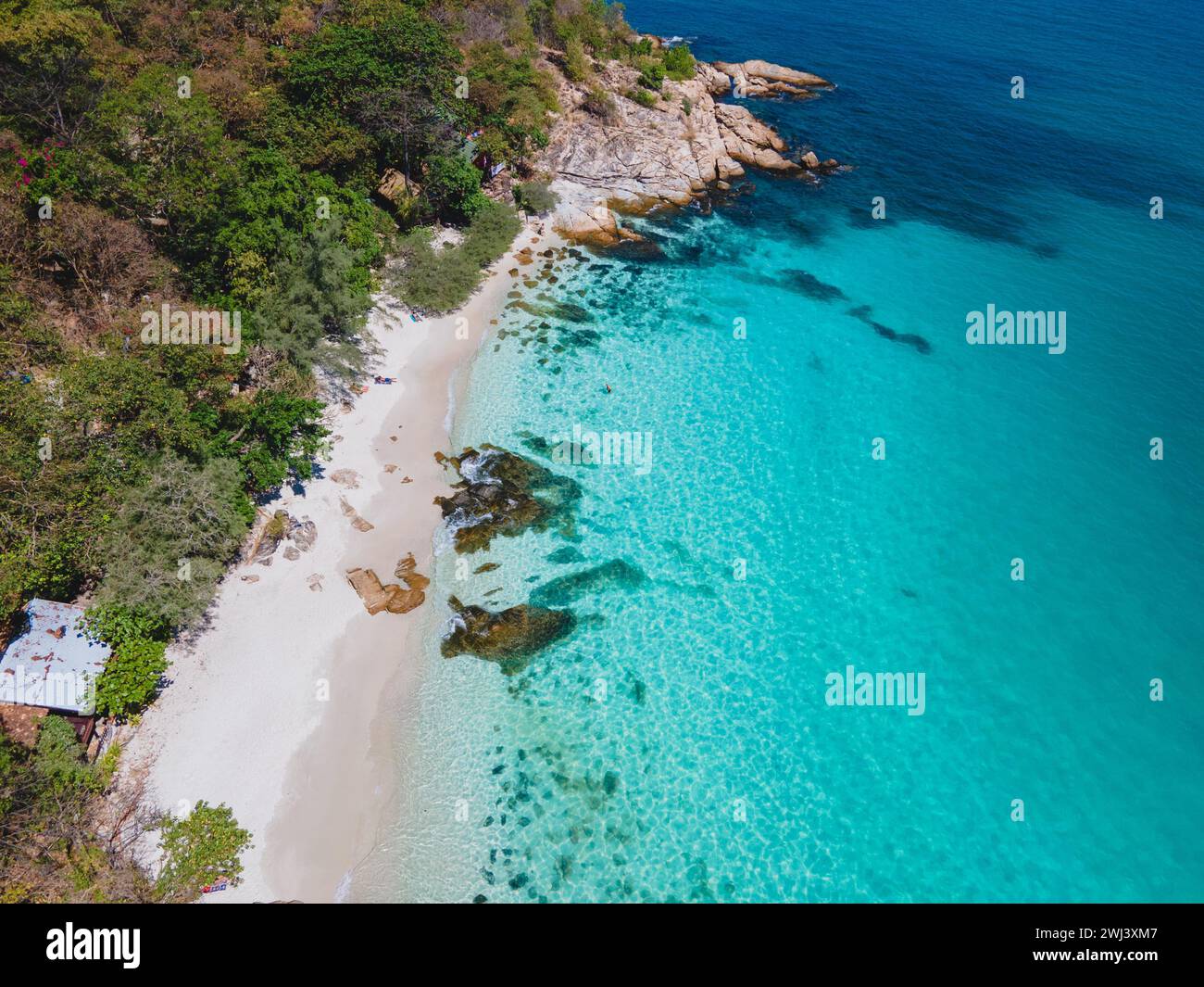 Koh Samet Island Thailand, aerial drone view from above at the Samed ...