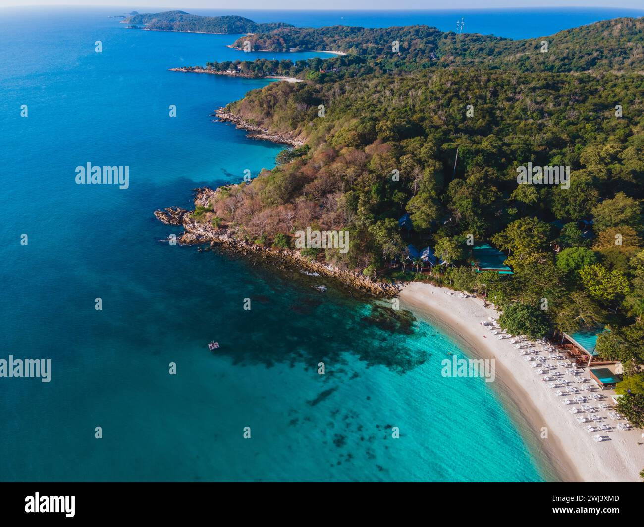 Koh Samet Island Thailand, aerial drone view from above at the Samed ...