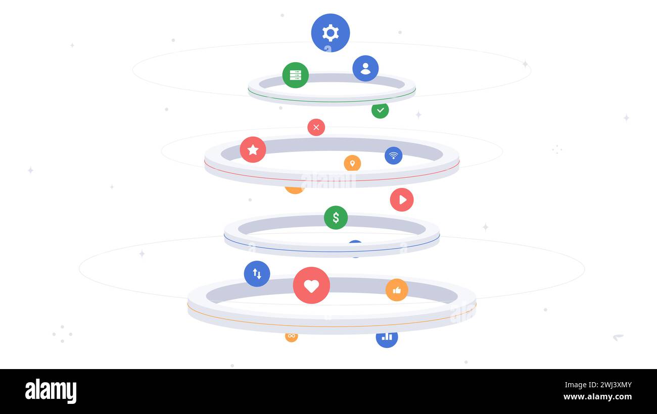 Sort icons in funnel vector concept Stock Vector Image & Art - Alamy