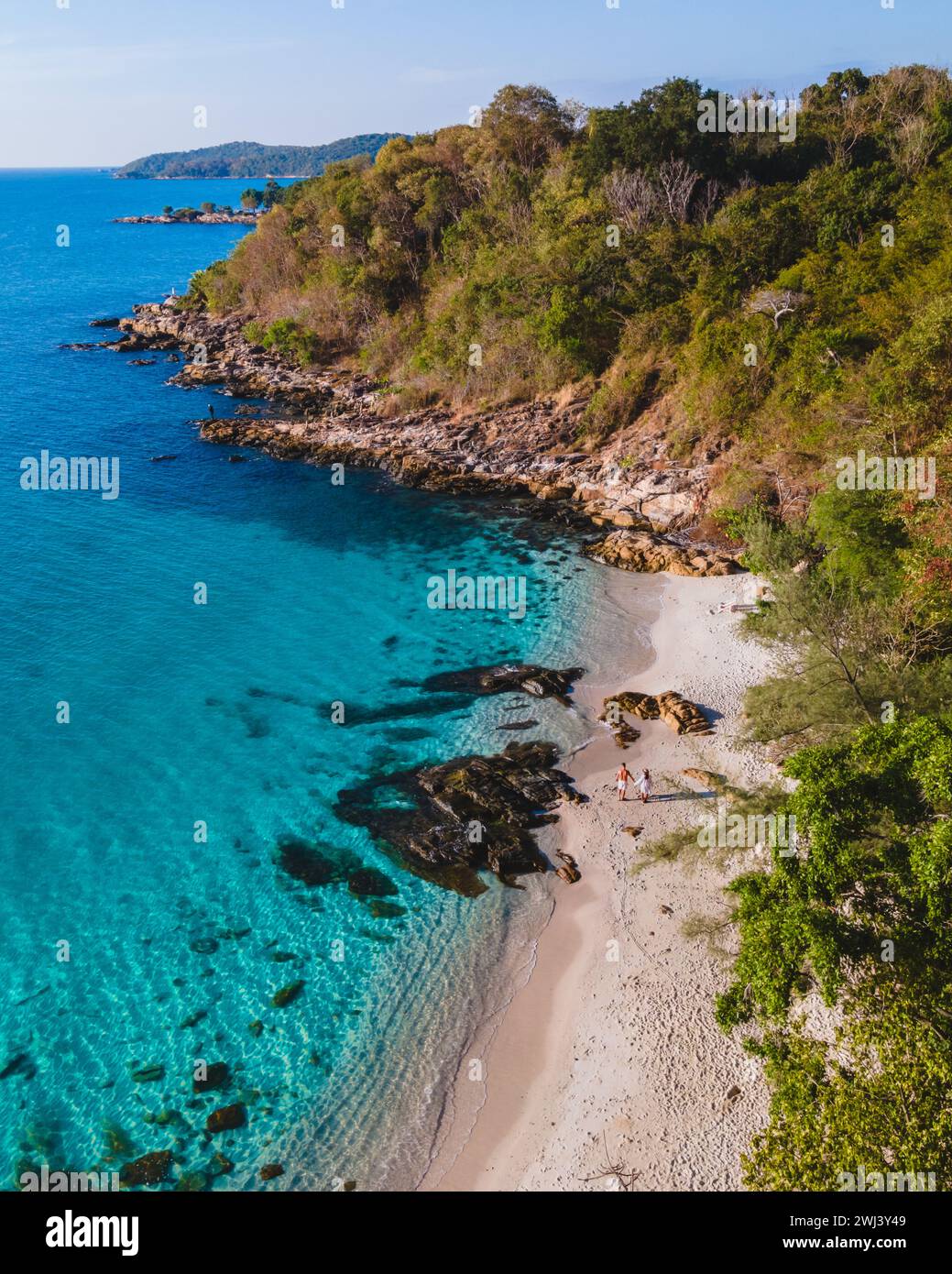 Koh Samet Island Thailand, aerial drone view from above at the Samed ...