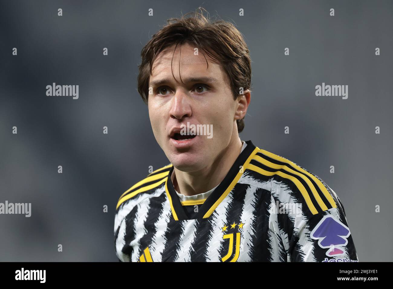 Turin, Italy. 12th Feb, 2024. Federico Chiesa of Juventus looks on ...
