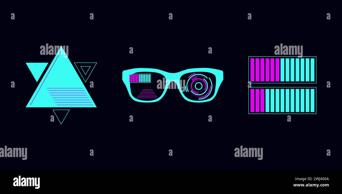 Tech template in cyberpunk style geometric shape. Technologies future ...