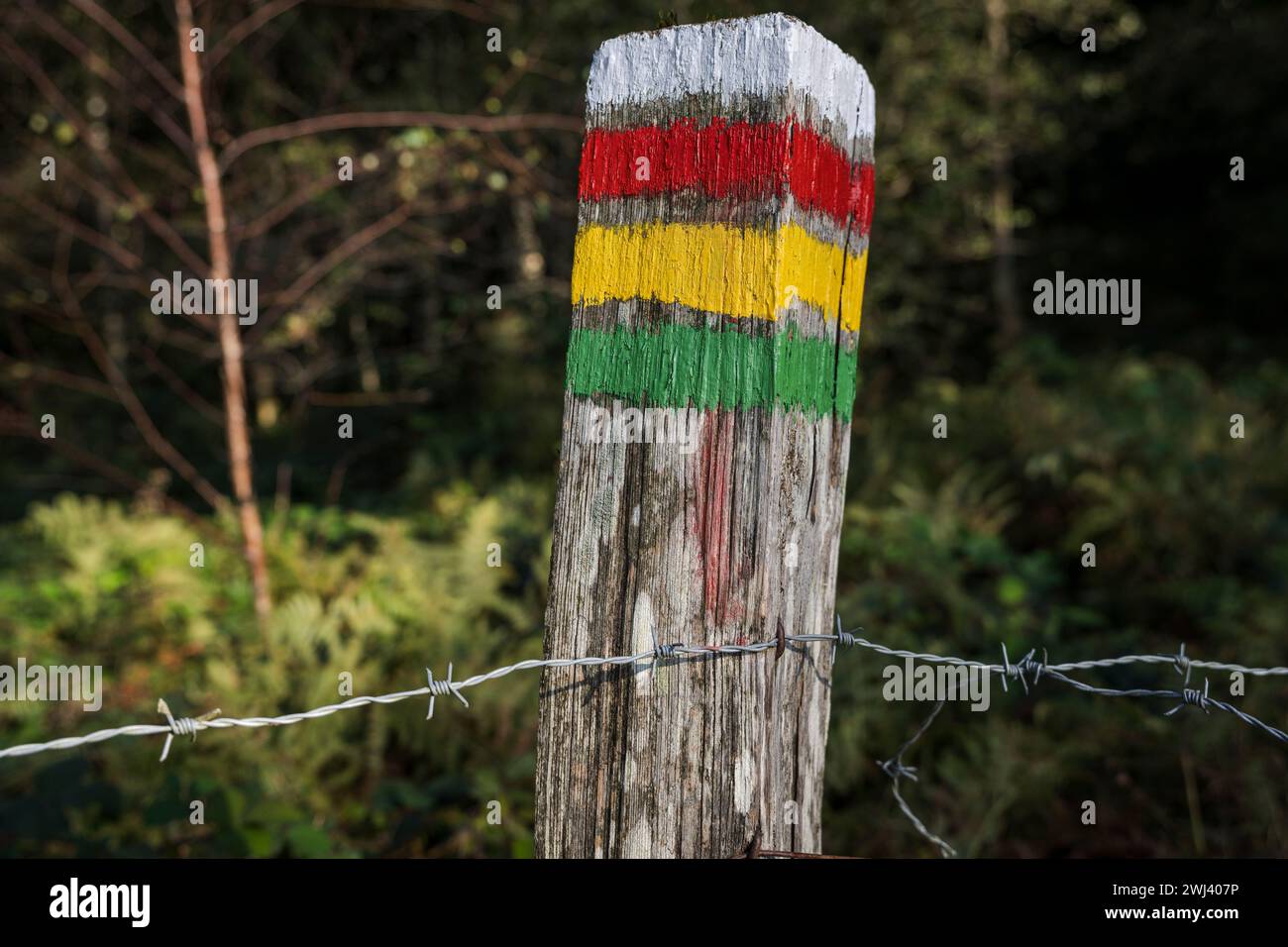 Pole with colorful markings Stock Photo - Alamy