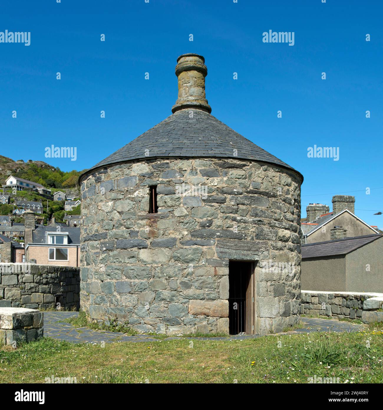 Village lock-ups. Barmouth, Wales, built in 1834 with privy, fireplace ...