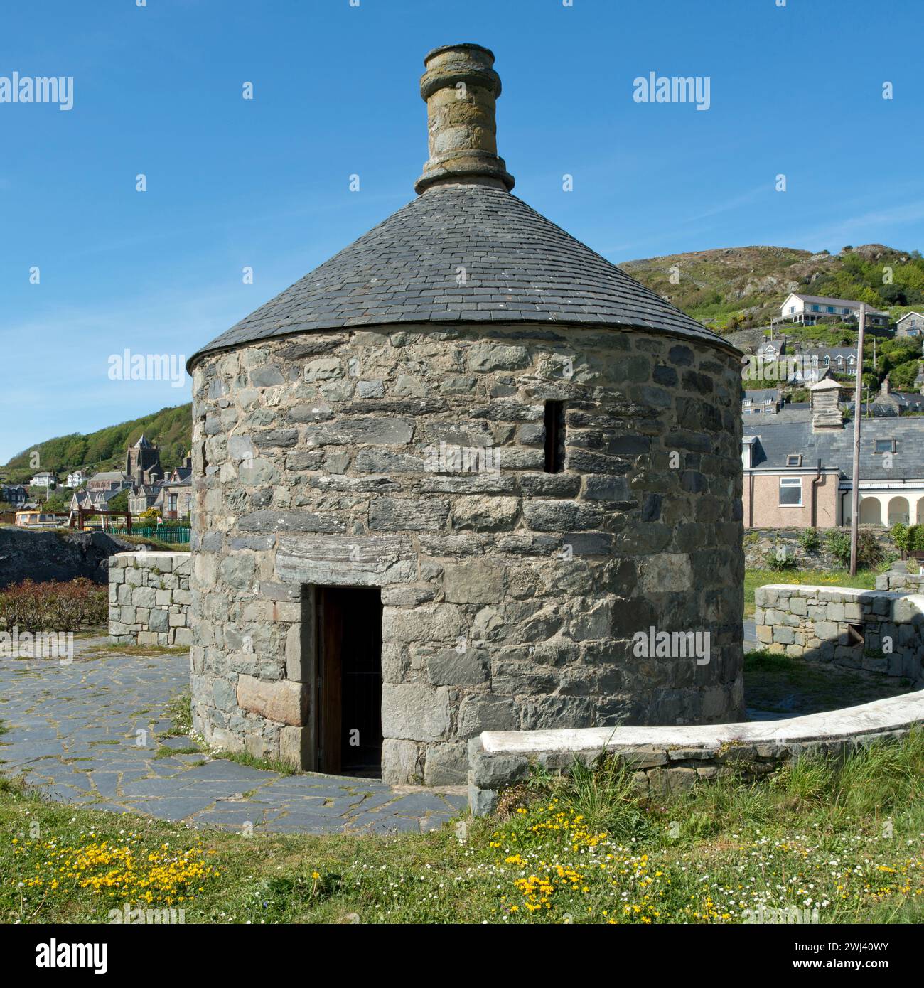 Village lock-ups. Barmouth, Wales, built in 1834 with privy, fireplace ...