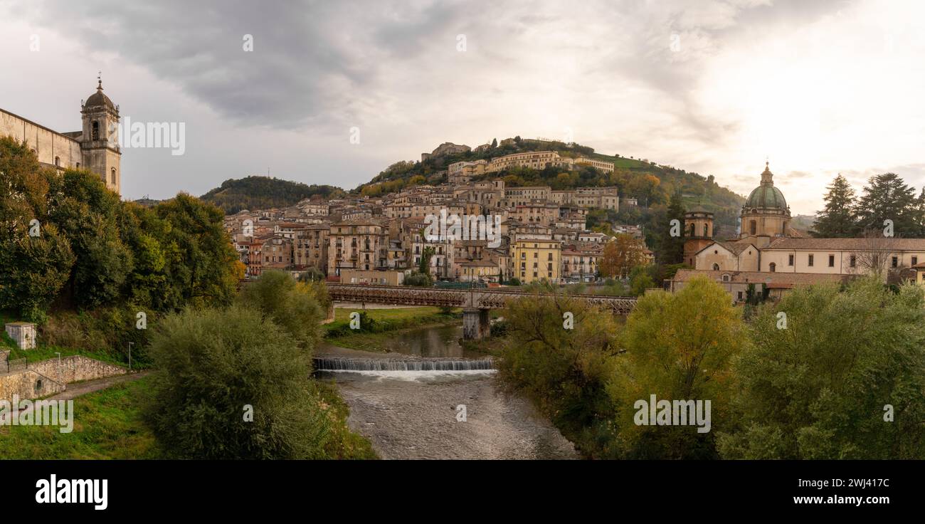 Panorama cityscape of the Old Town of Cosenza and the Crati River in ...