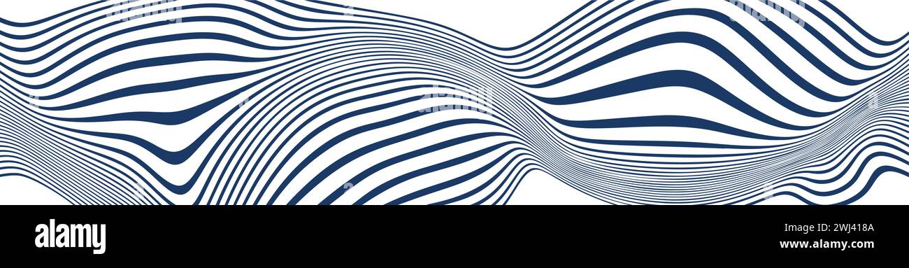 Abstract background with flowing wave lines in blue and white. dynamic pattern and fluid ...