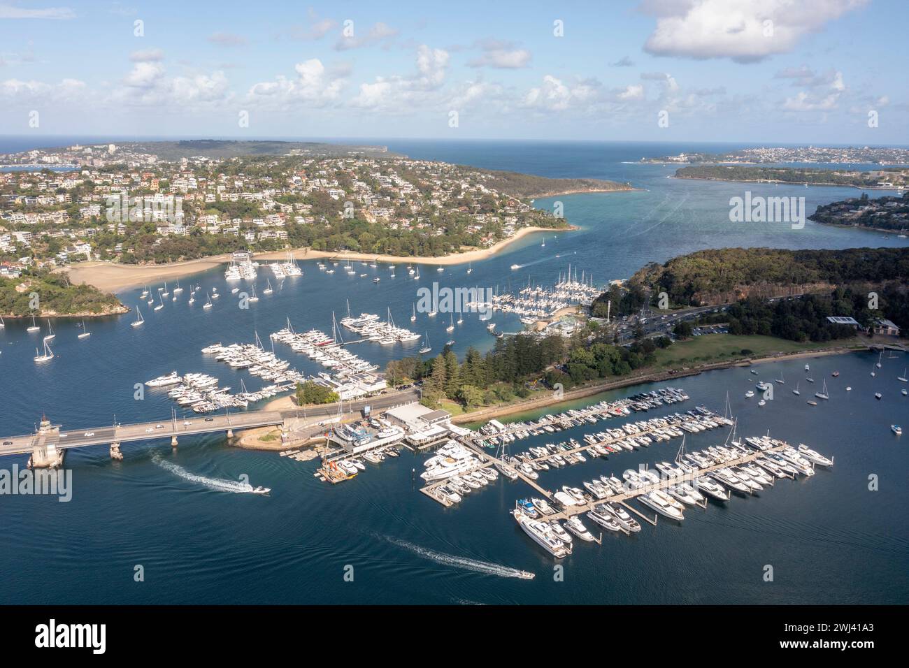 Aerial view of the spit bridge, middle harbour and the surrounding ...