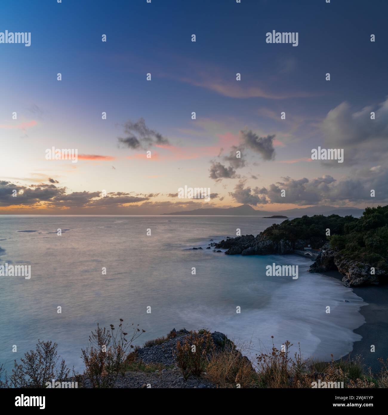 Idyllic cove and cliff landscape on the Maratea Coast in Basilicata at ...