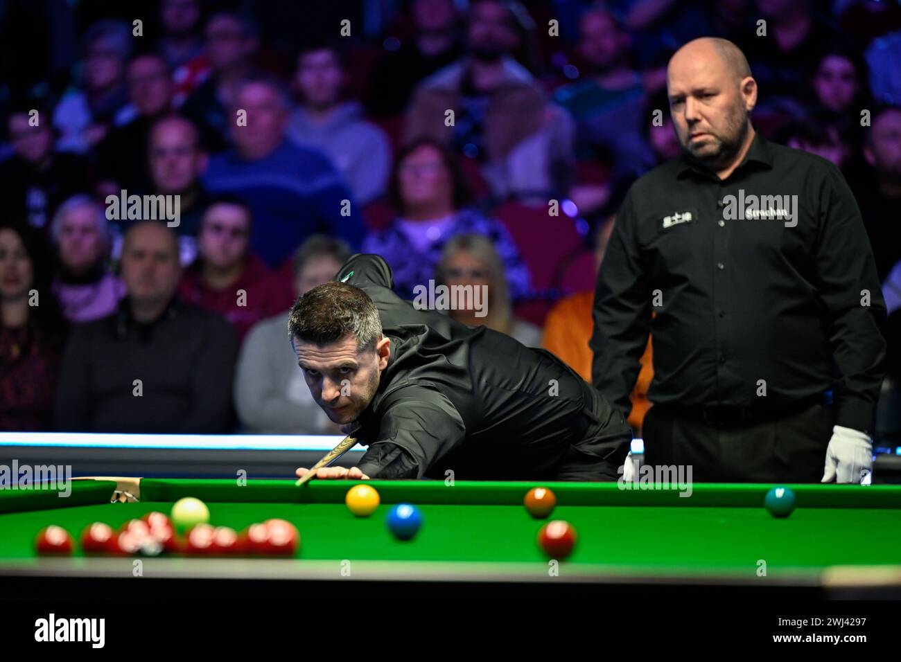 Mark Selby takes a shot, during the 2024 BetVictor Welsh Open at Venue ...
