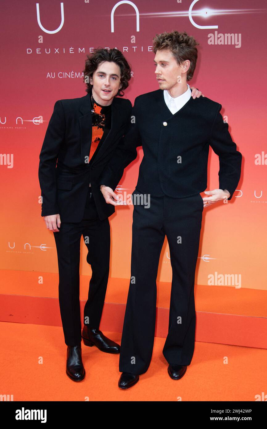 Paris, France. 12th Feb, 2024. Timothee Chalamet and Austin Butler ...