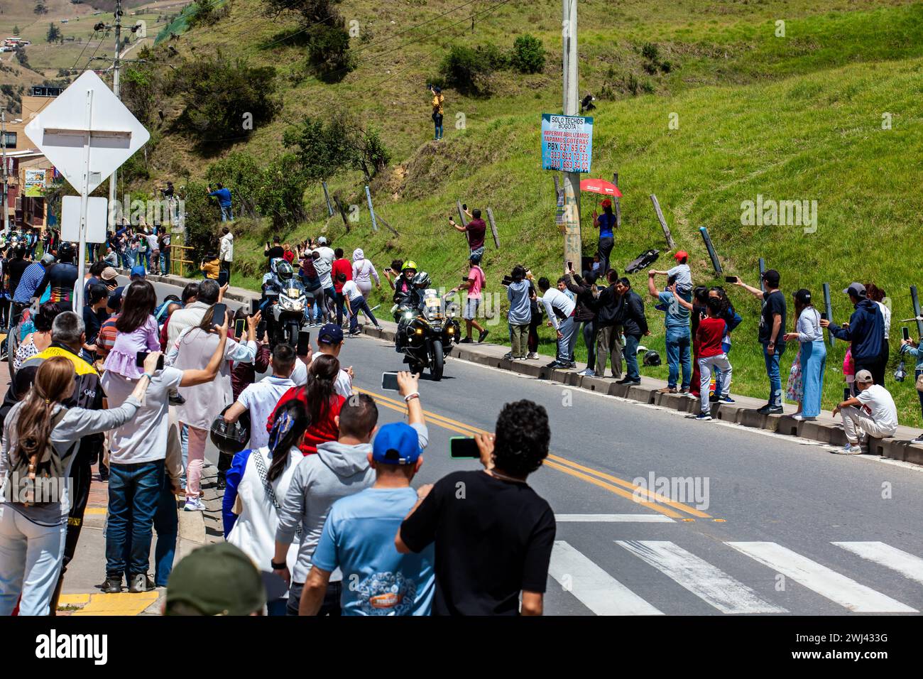 LA CALERA, COLOMBIA - FEBRUARY 11, 2024: Press motorcycle. Sixth and ...