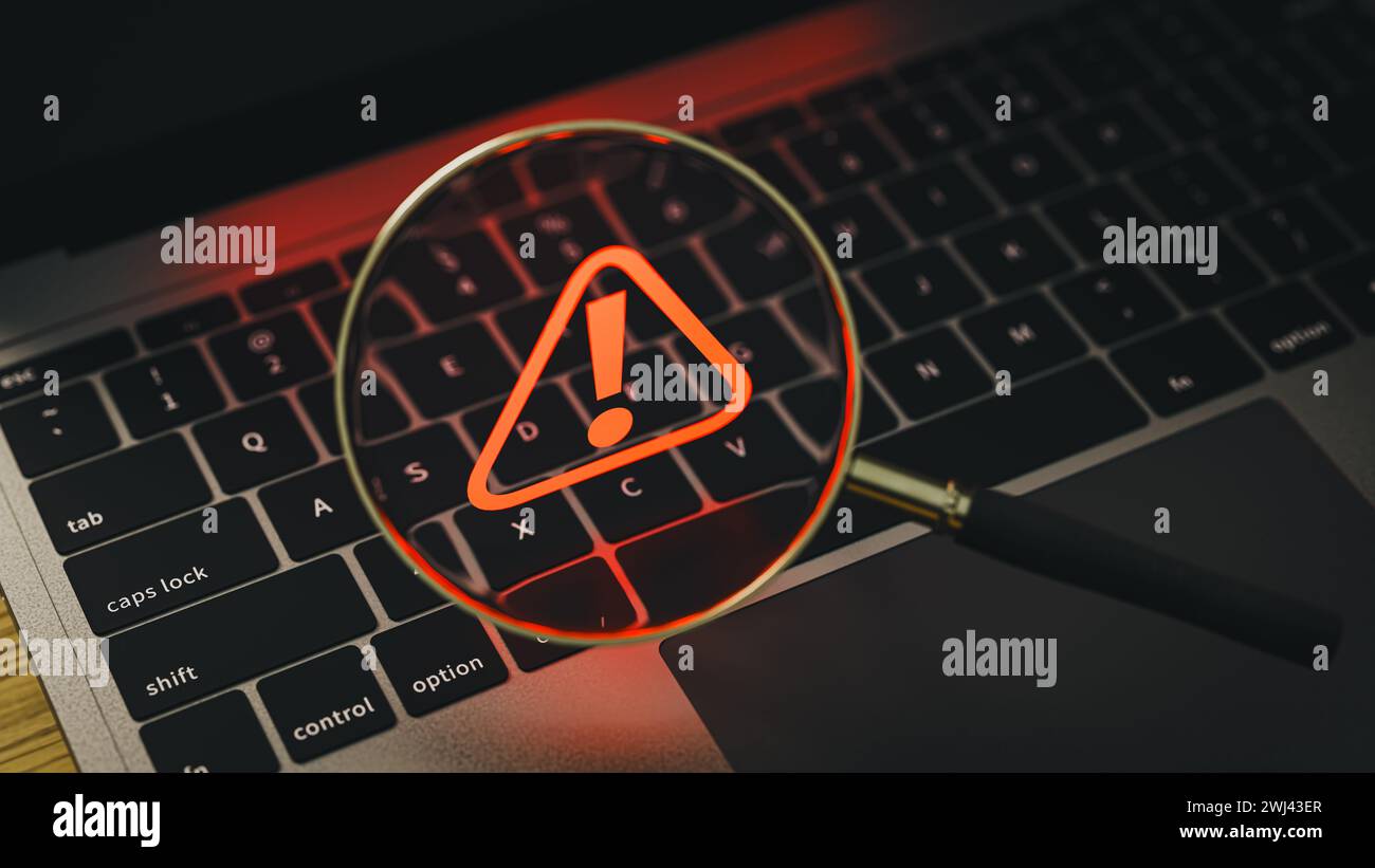 The concept of a computer being hacked with malware installed on it. 3d ...