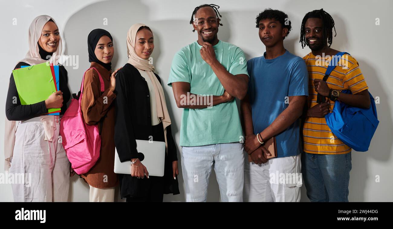 In a vibrant display of educational diversity, a group of students ...