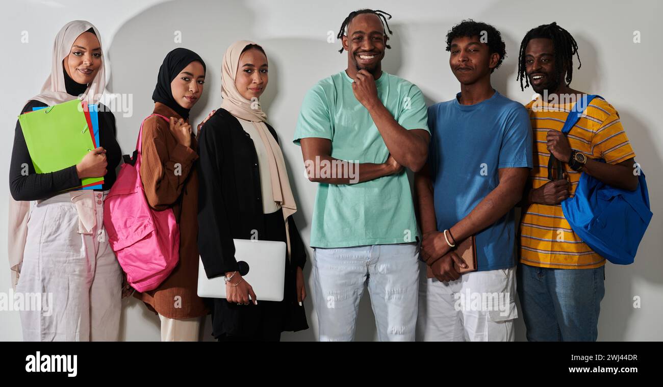 In a vibrant display of educational diversity, a group of students ...