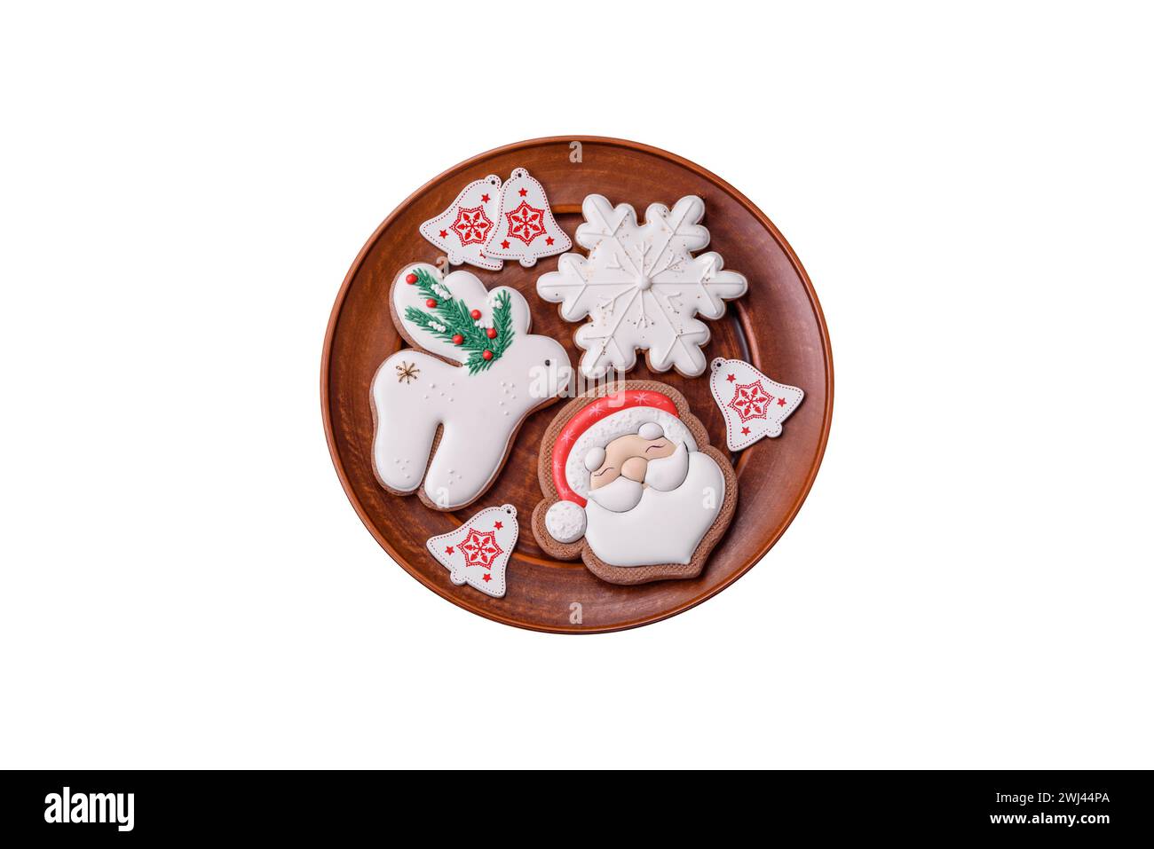 Beautiful delicious Christmas gingerbread on a concrete texture ...