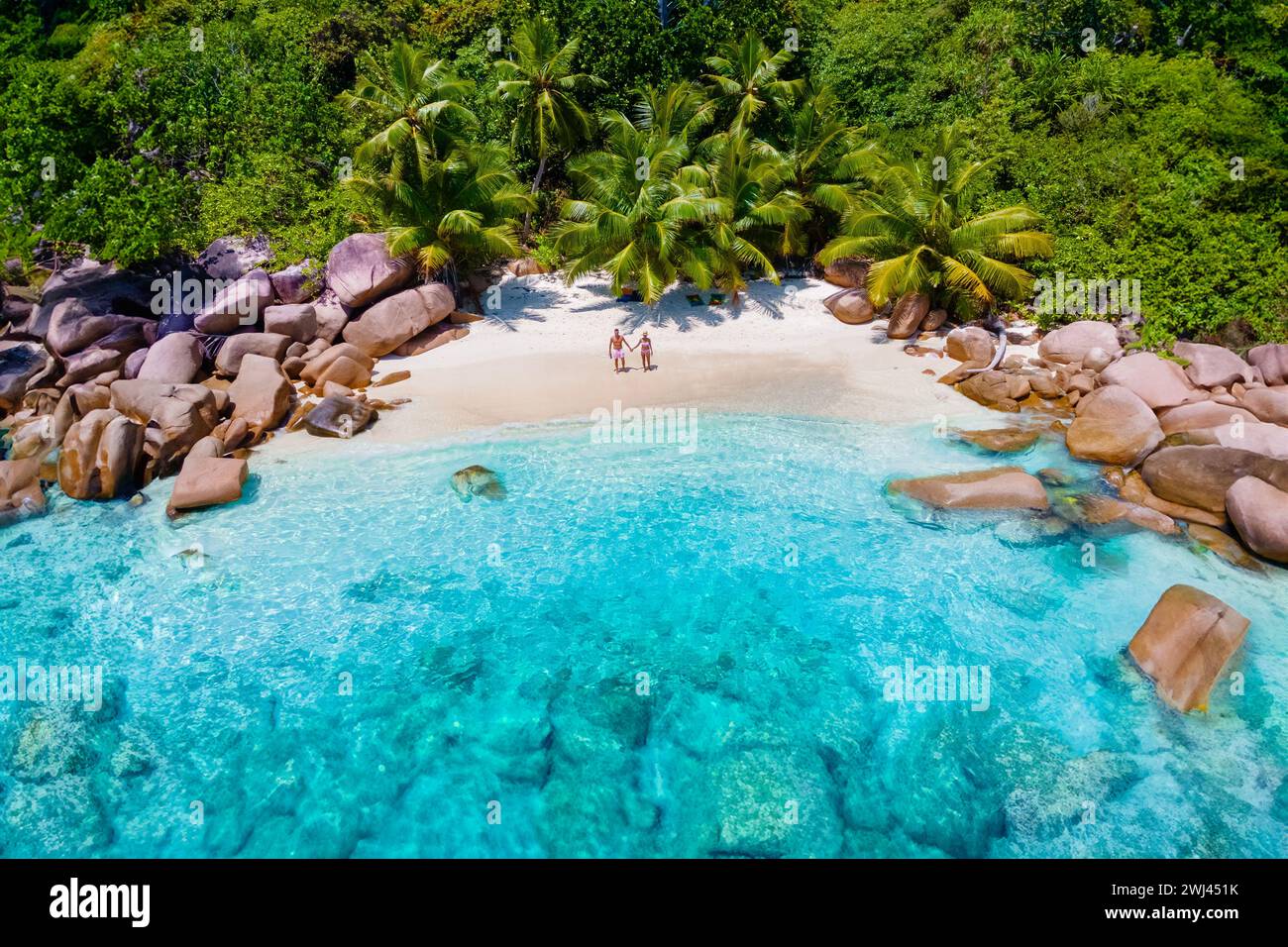 Praslin Seychelles tropical island with withe beaches and palm trees ...