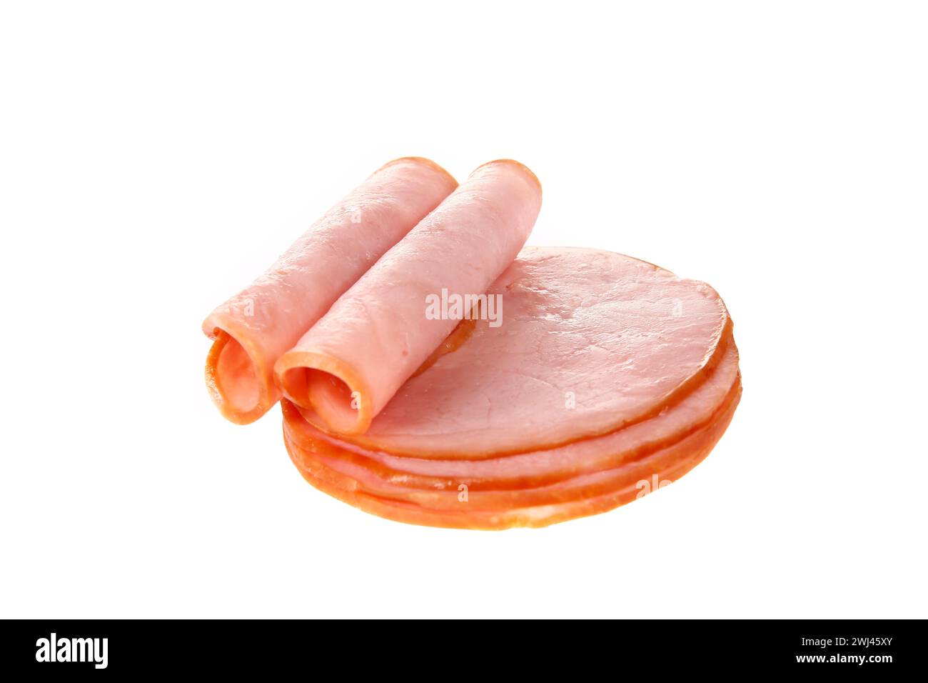 Pork ham slices of isolated on a white background, features Stock Photo ...