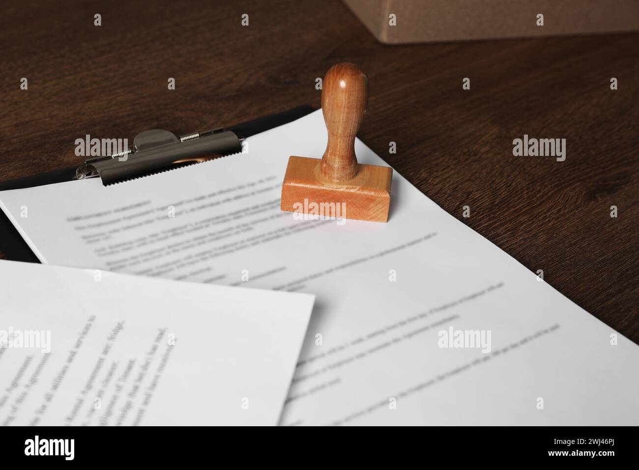 Documents stamp on wooden hi-res stock photography and images - Alamy