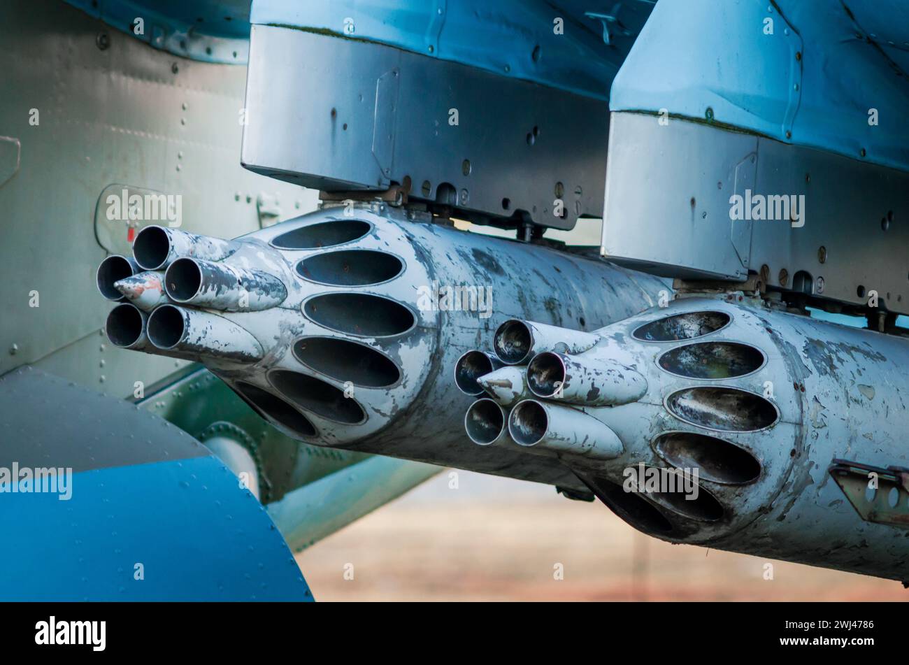Army military rocket launcher on the wing of an airplane Stock Photo ...