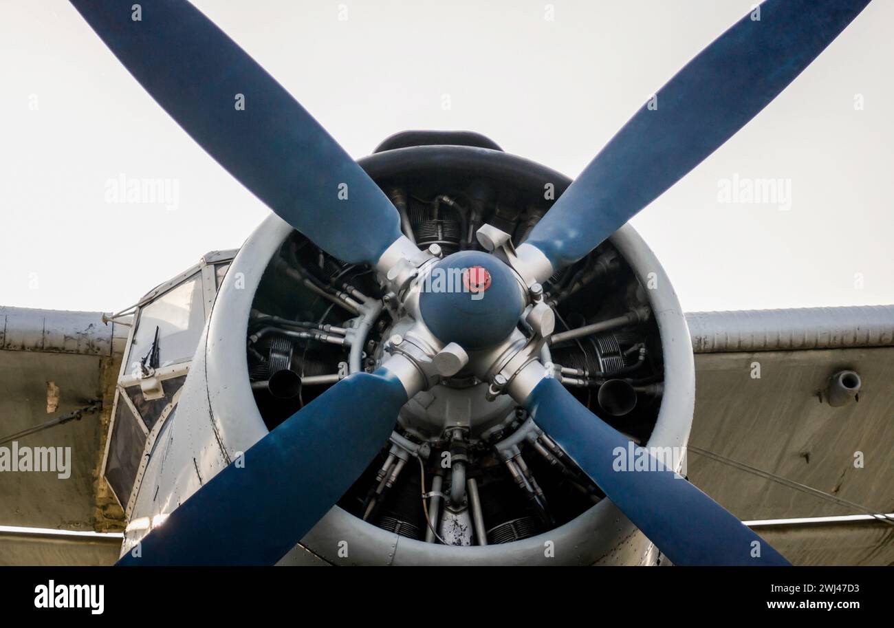 Cockpit propeller and wing of an old vintage airplane Stock Photo - Alamy