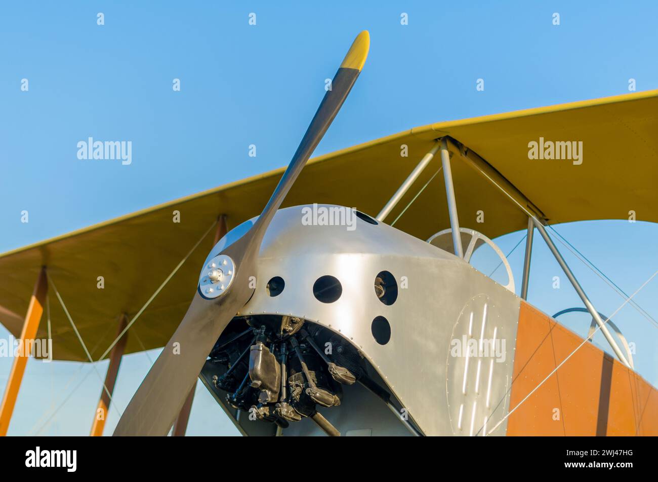 Cockpit with propeller and wings of a vintage airplane Stock Photo - Alamy