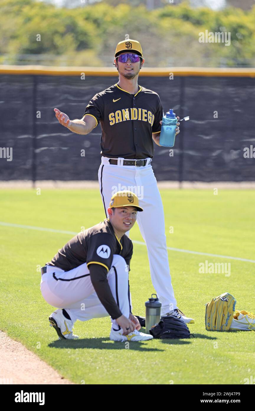 Yu Darvish (back) and Yuki Matsui are pictured at spring training with ...