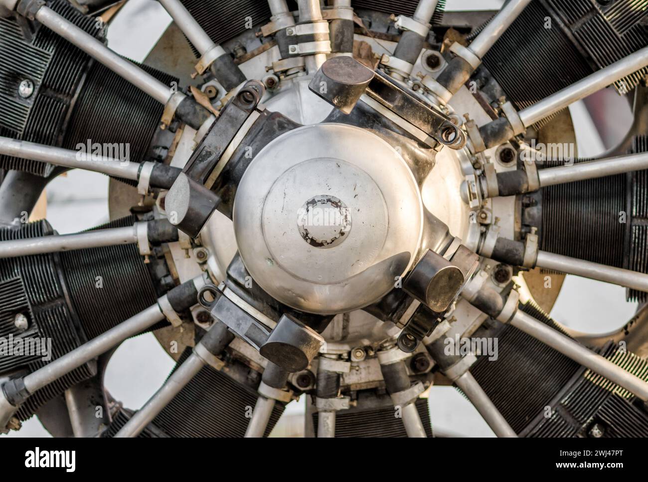 Fragment of an airplane diesel engine close up Stock Photo - Alamy