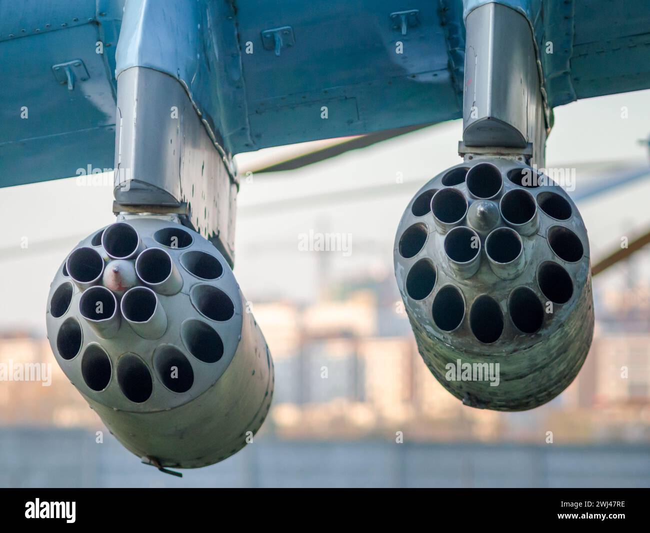 Army military rocket launcher on the wing of an airplane Stock Photo ...