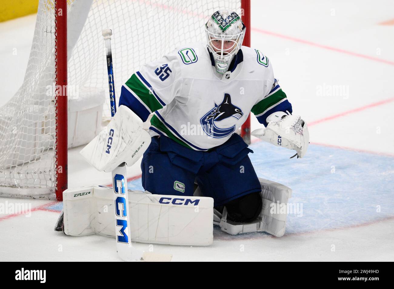 Vancouver Canucks goaltender Thatcher Demko (35) in action during the ...