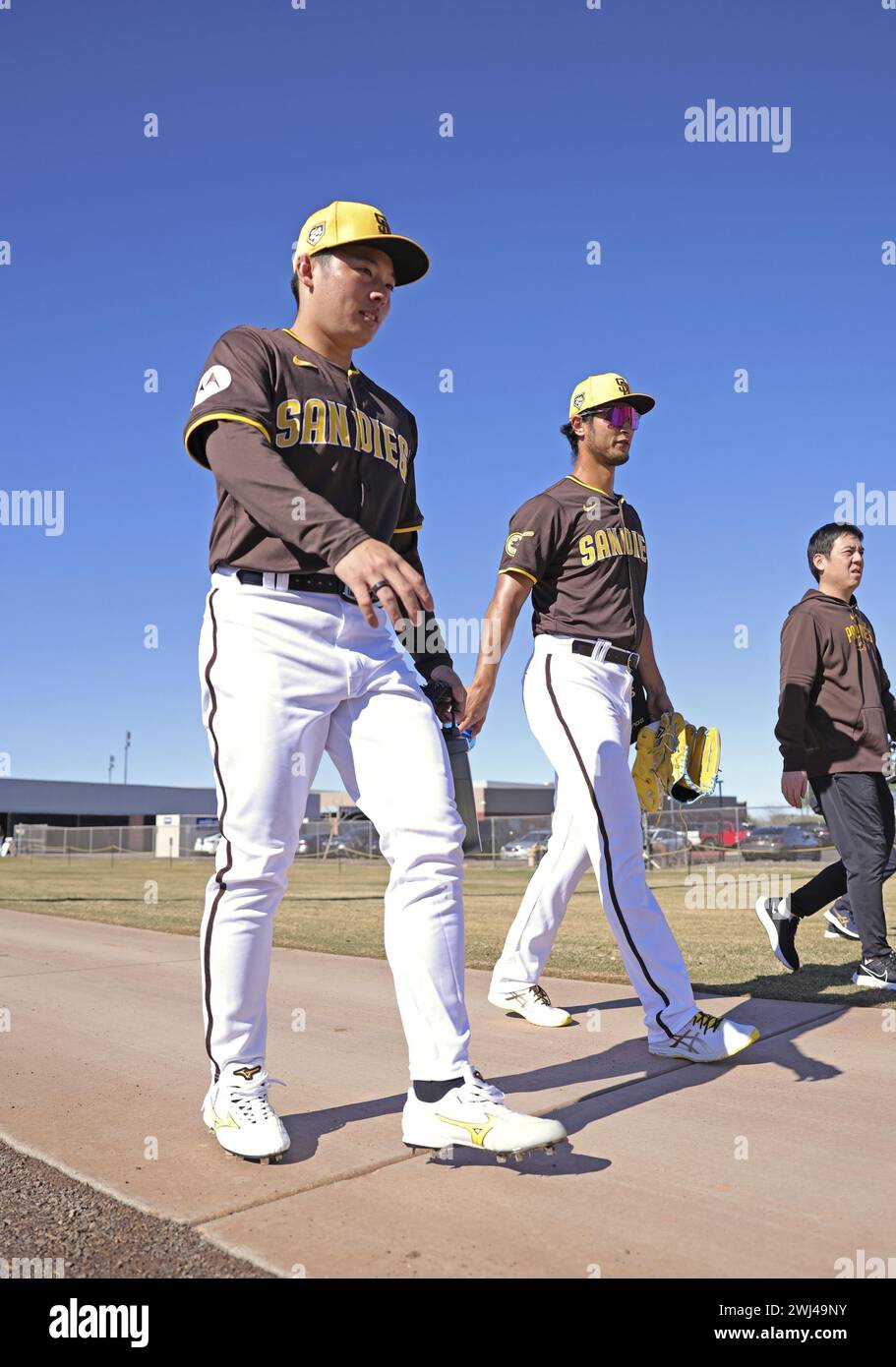 Yu Darvish (R) and Yuki Matsui are pictured at spring training with the ...
