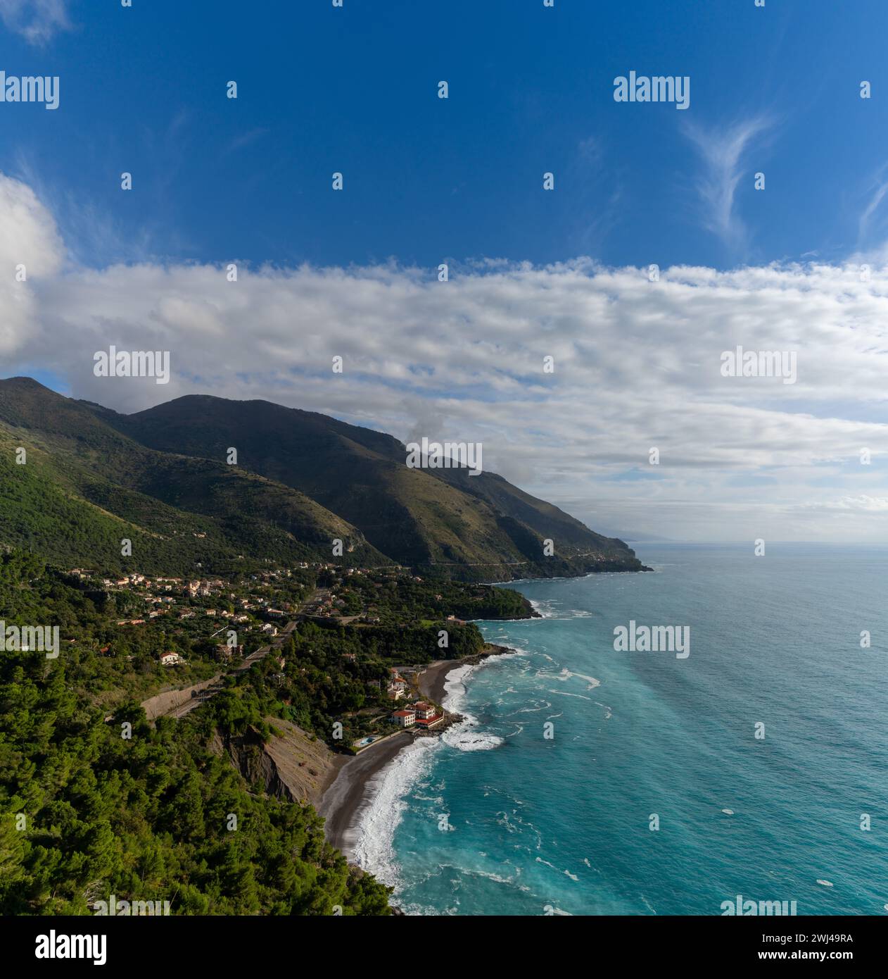 View of the Maratea Coast and the hamlet of Acquafredda on the Italian ...