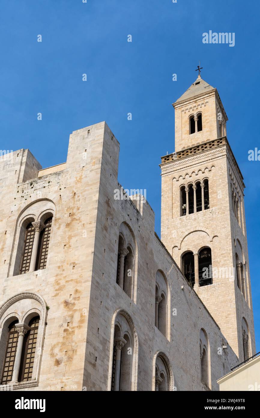 Vertical view of the Basilica San Nicola in the historic old town of ...
