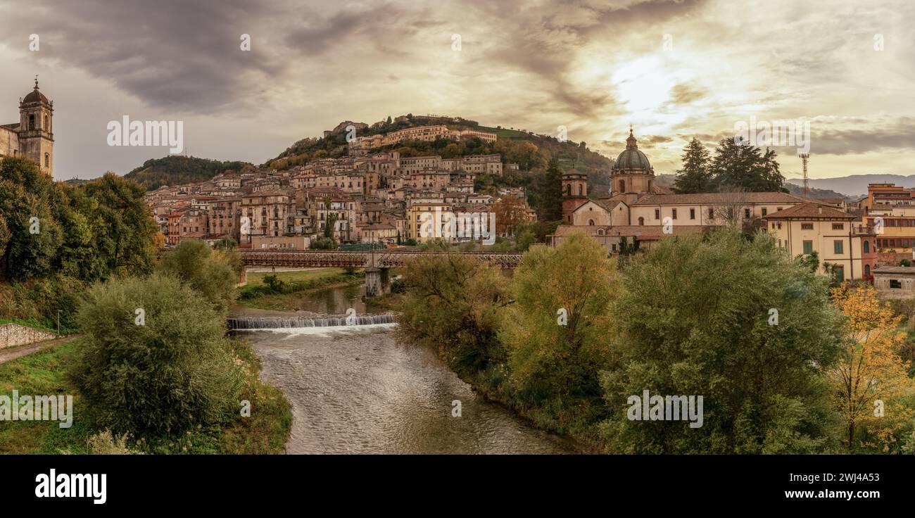 Panorama cityscape of the Old Town of Cosenza and the Crati River in ...