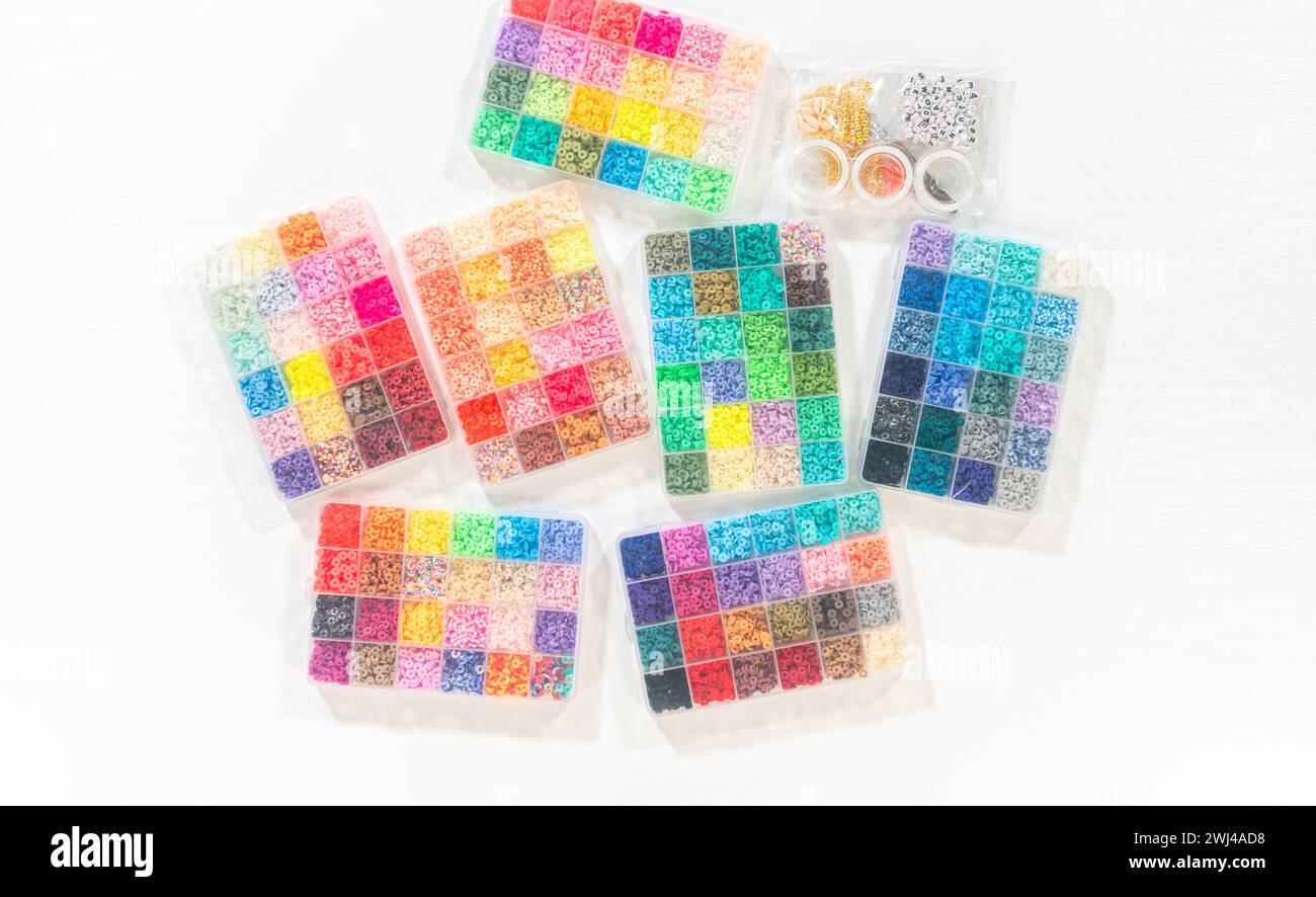 Colorful Clay Beads Set for Creative Kids' Bracelet Making Stock Photo ...