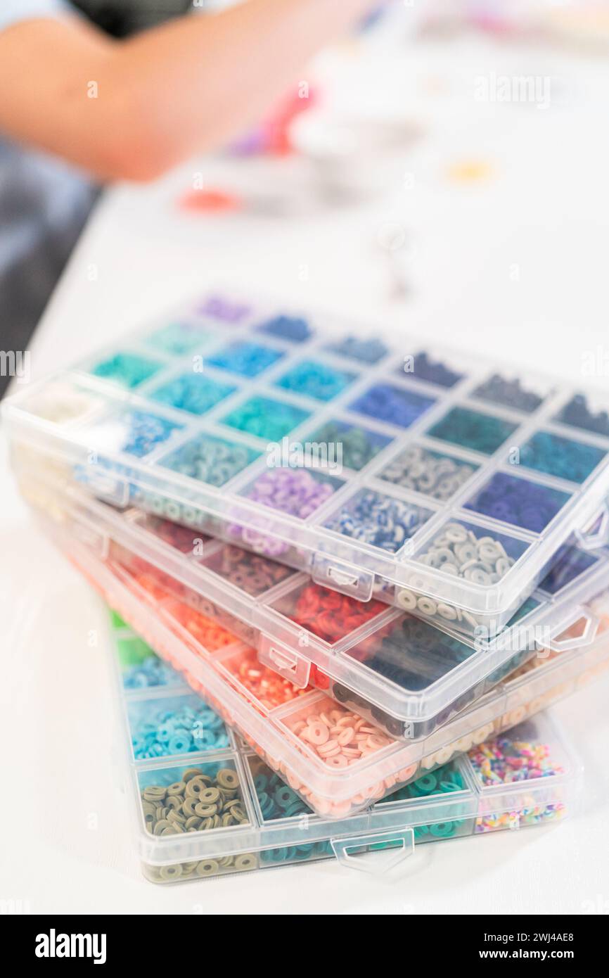Colorful Clay Beads Set for Creative Kids' Bracelet Making Stock Photo ...