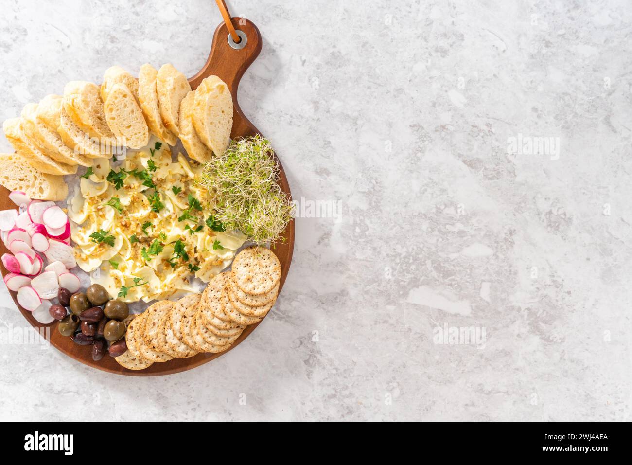 Butter board with vegetables and bread Stock Photo - Alamy