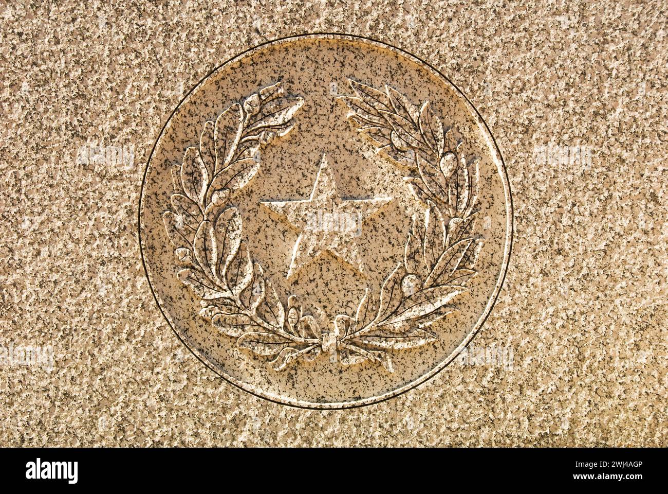 "Lone Star" symbol of Texas etched in wall - Austin, Texas Stock Photo ...