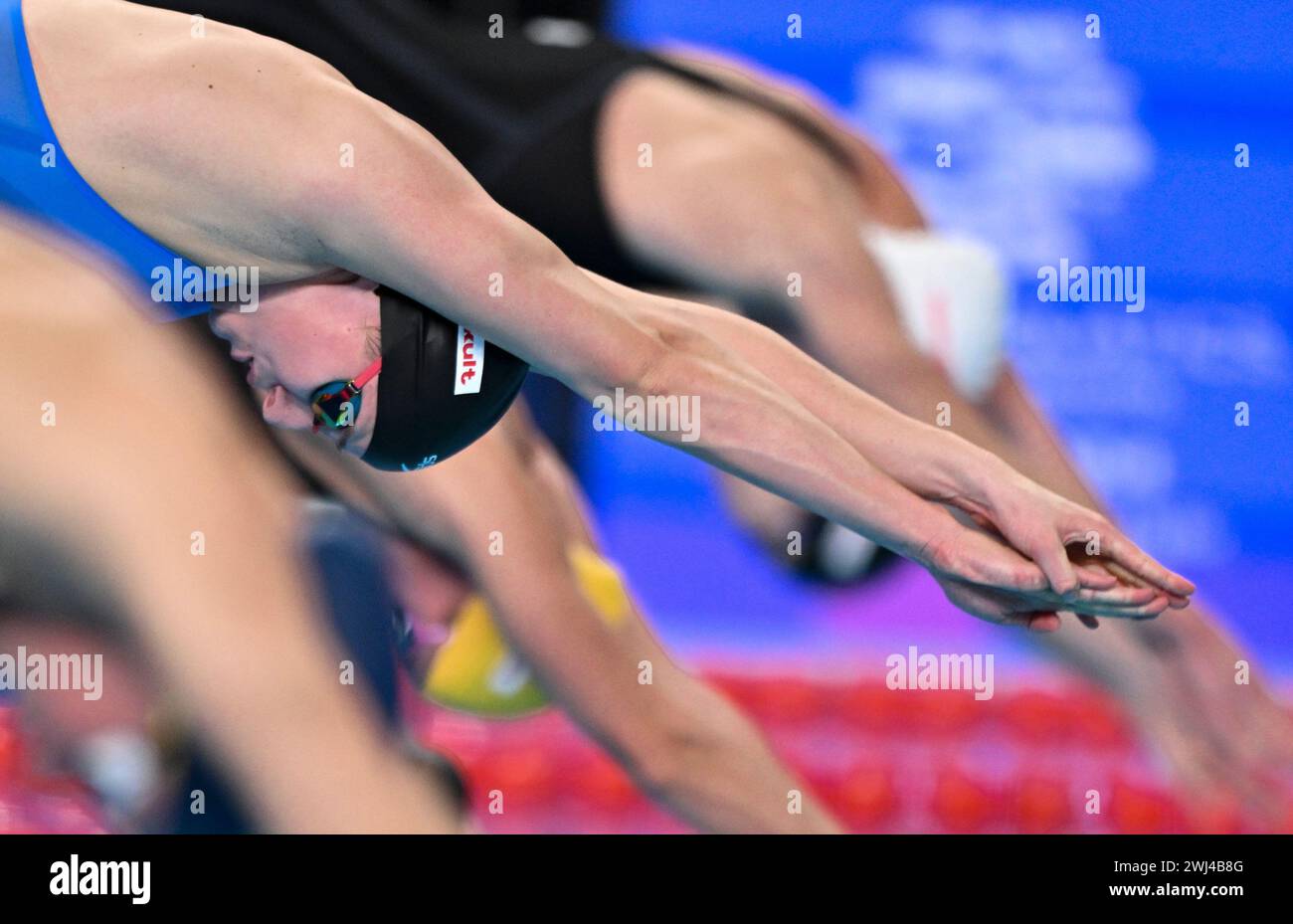 Doha, Qatar. 12th Feb, 2024. Angelina Kohler of Germany enters water ...