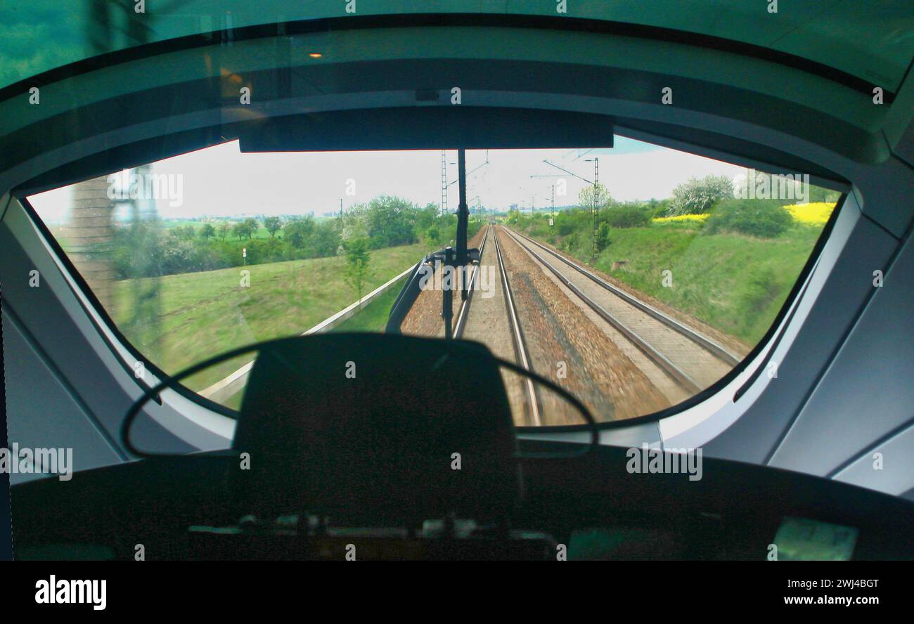 ICE locomotive driver's cab Stock Photo - Alamy