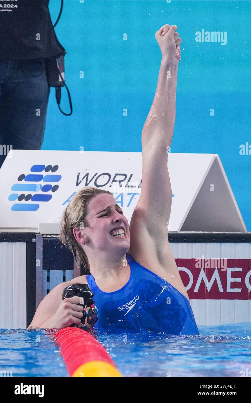 Doha, Qatar. 12th Feb, 2024. Angelina Kohler of Germany celebrates ...