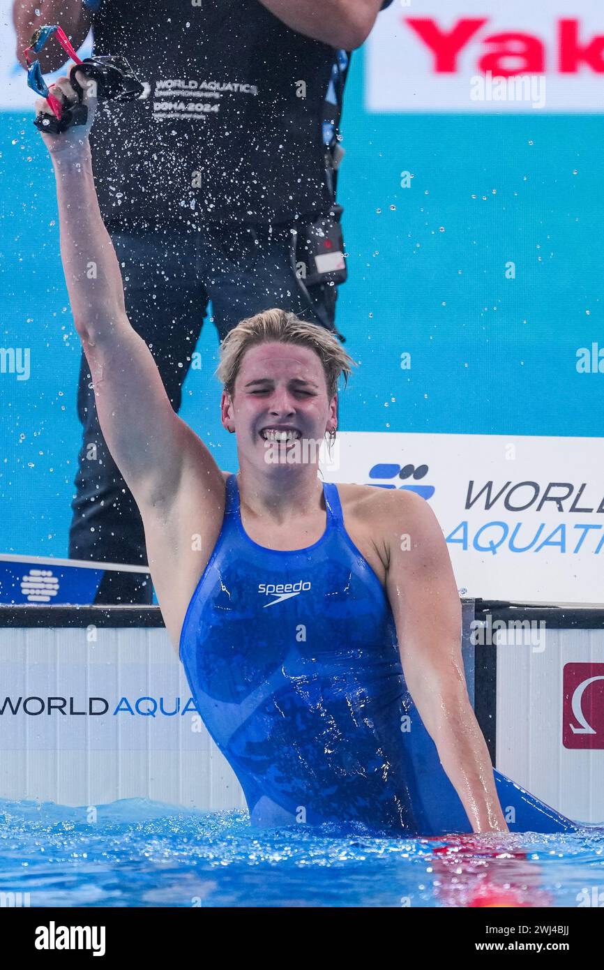 Doha, Qatar. 12th Feb, 2024. Angelina Kohler of Germany celebrates ...