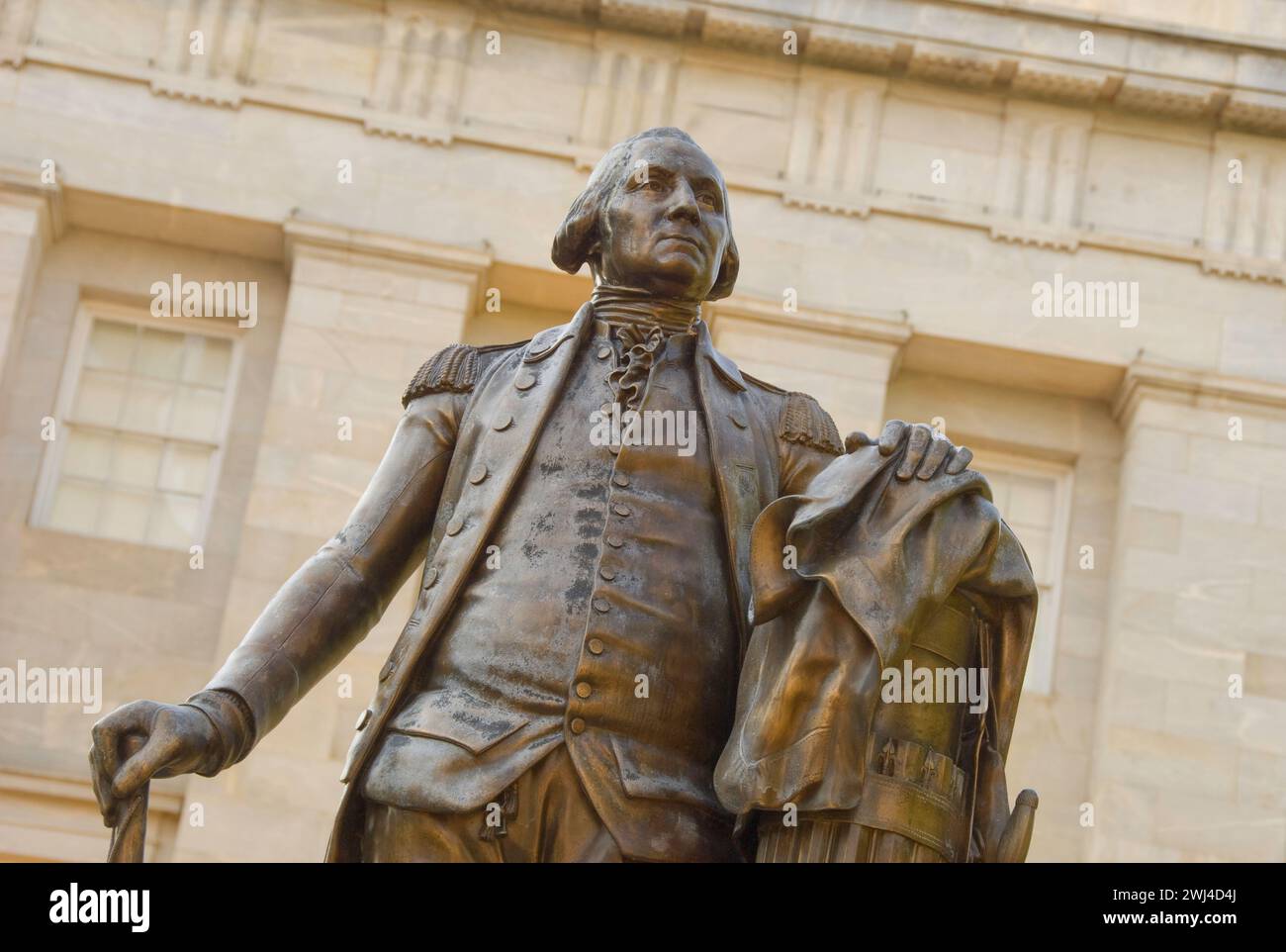 bronze statue of the first US president, George Washington (one of six ...
