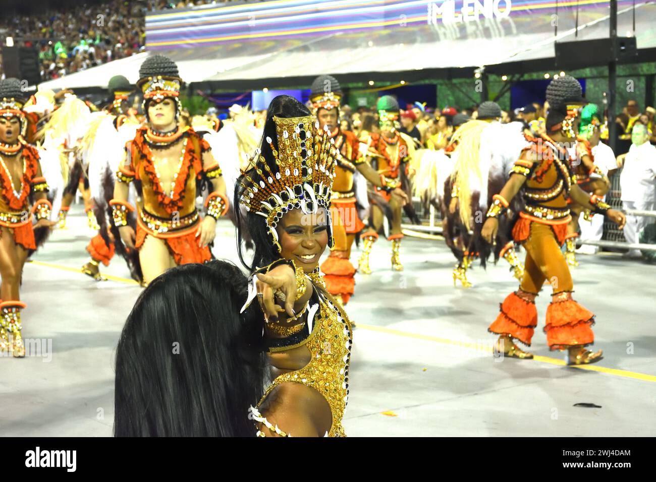 Members of the Mocidade Alegre samba school parade in the Carnival 2024 ...