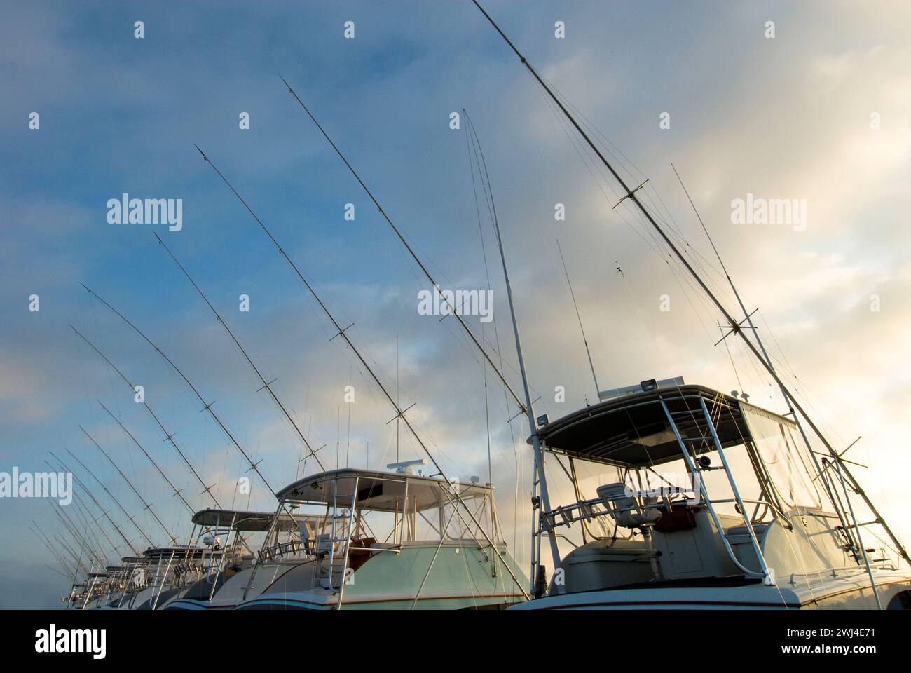 sports fishing boats docked at sunset - Oregon Inlet on the Outer Banks ...