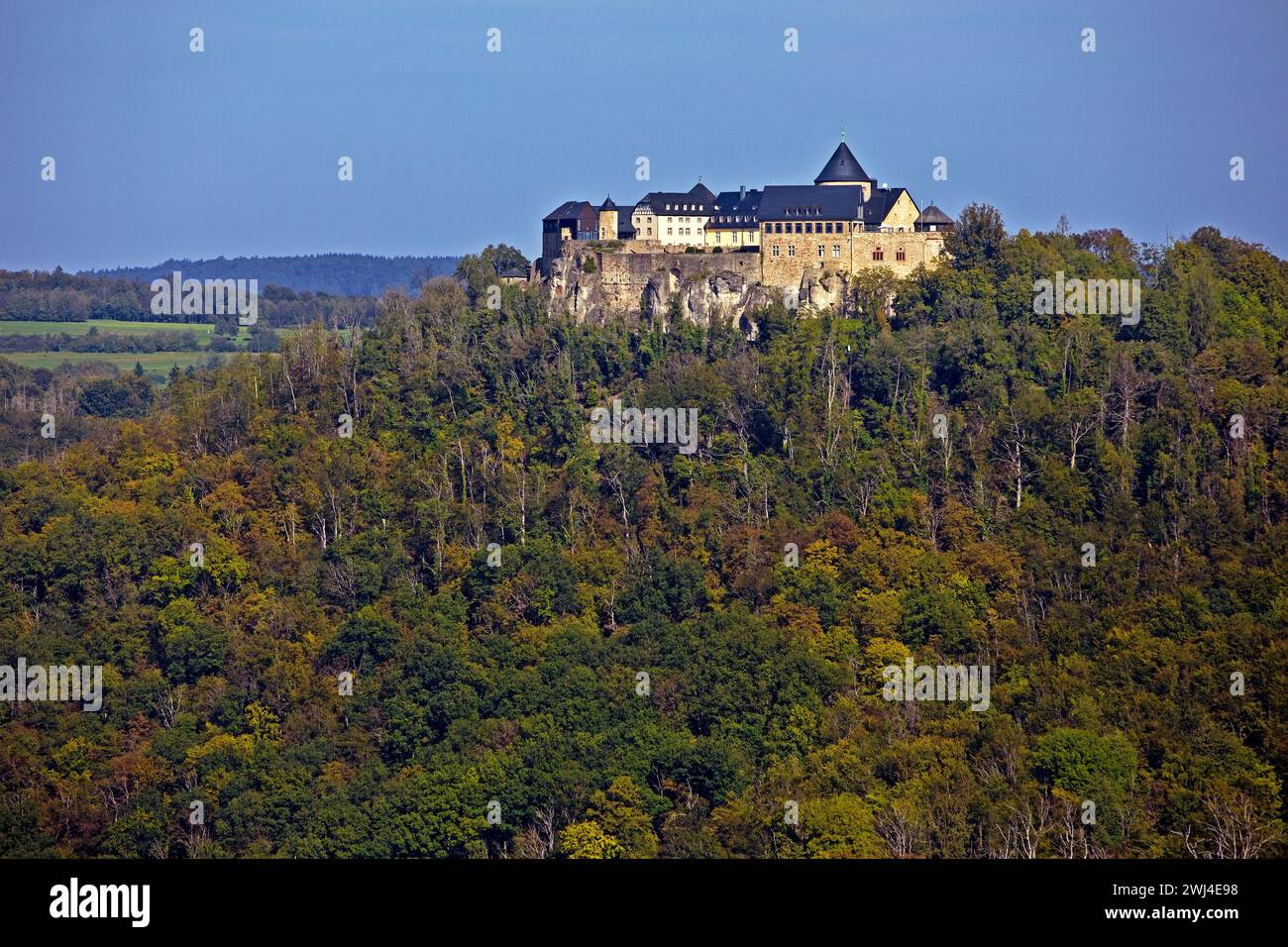 The hilltop castle Waldeck Castle, Waldeck, Kellerwald-Edersee Nature ...