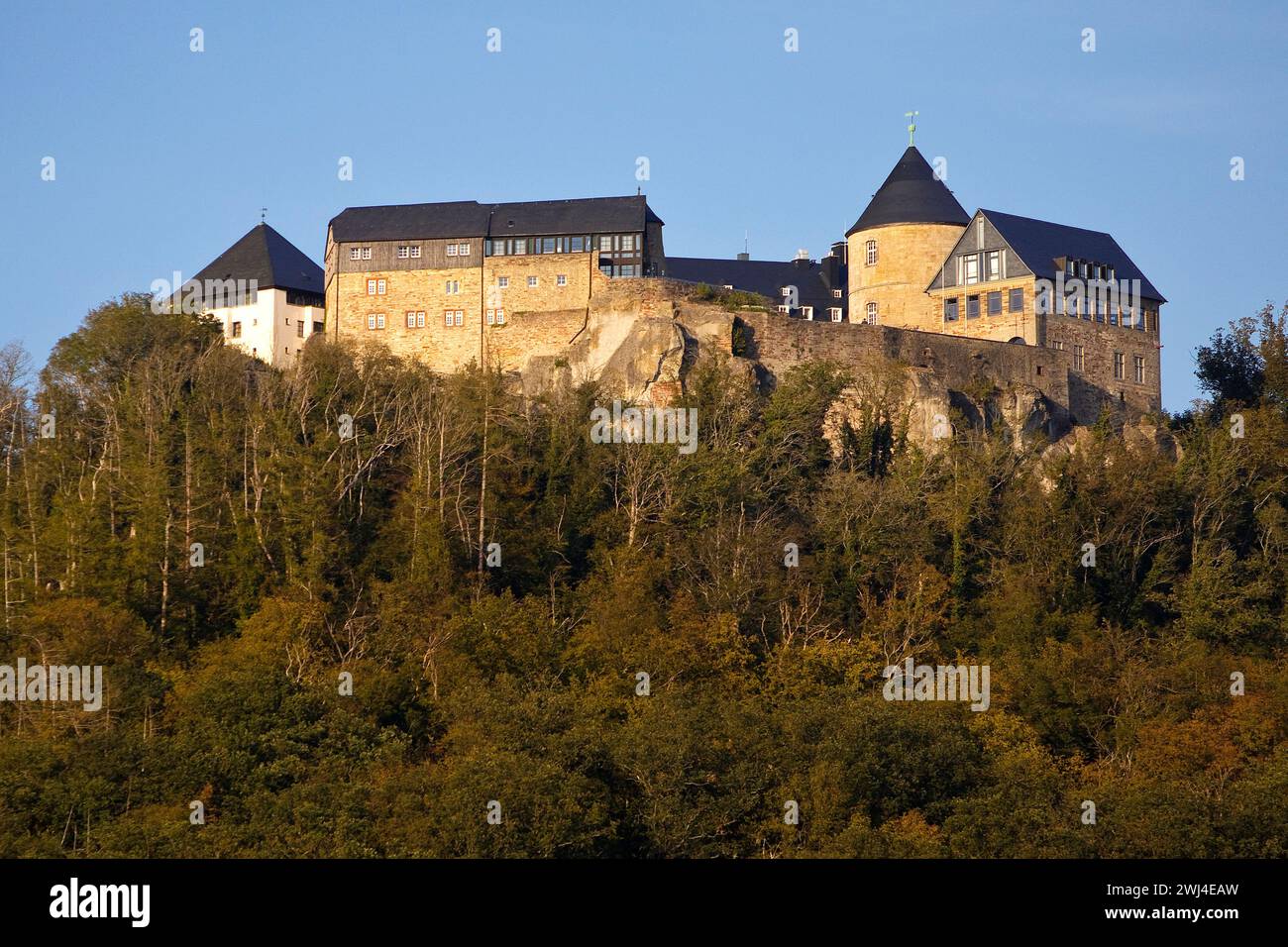 The hilltop castle Waldeck Castle, Waldeck, Kellerwald-Edersee Nature ...