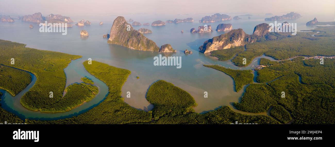 Sametnangshe viewpoint of mountains in Phangnga bay Thailand Stock ...