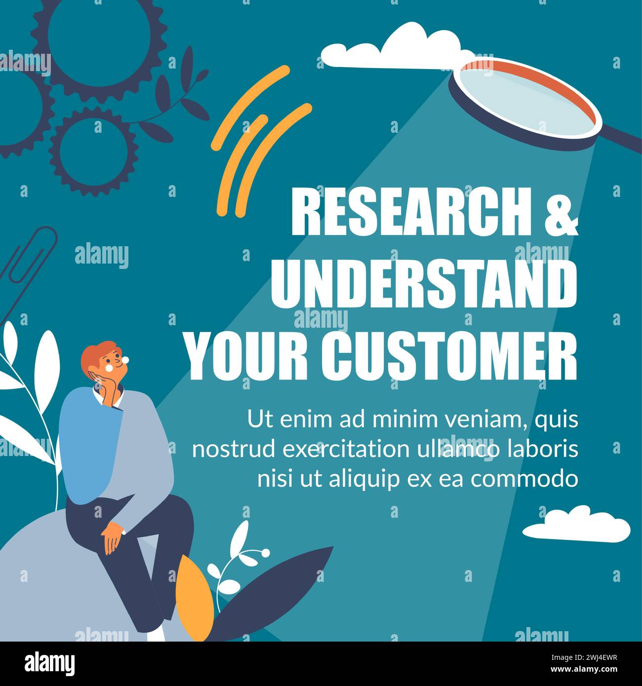 Research and understand your customer advertising Stock Vector Image ...